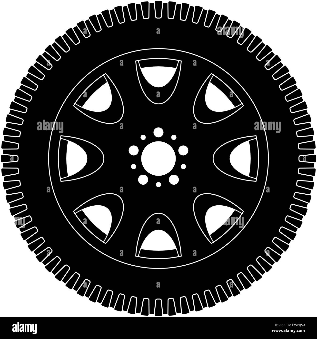 Wheel with tyre. Black icon Stock Vector Image & Art - Alamy