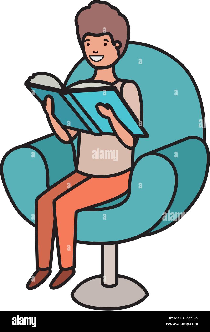 man reading book in the sofa avatar character Stock Vector Image & Art ...