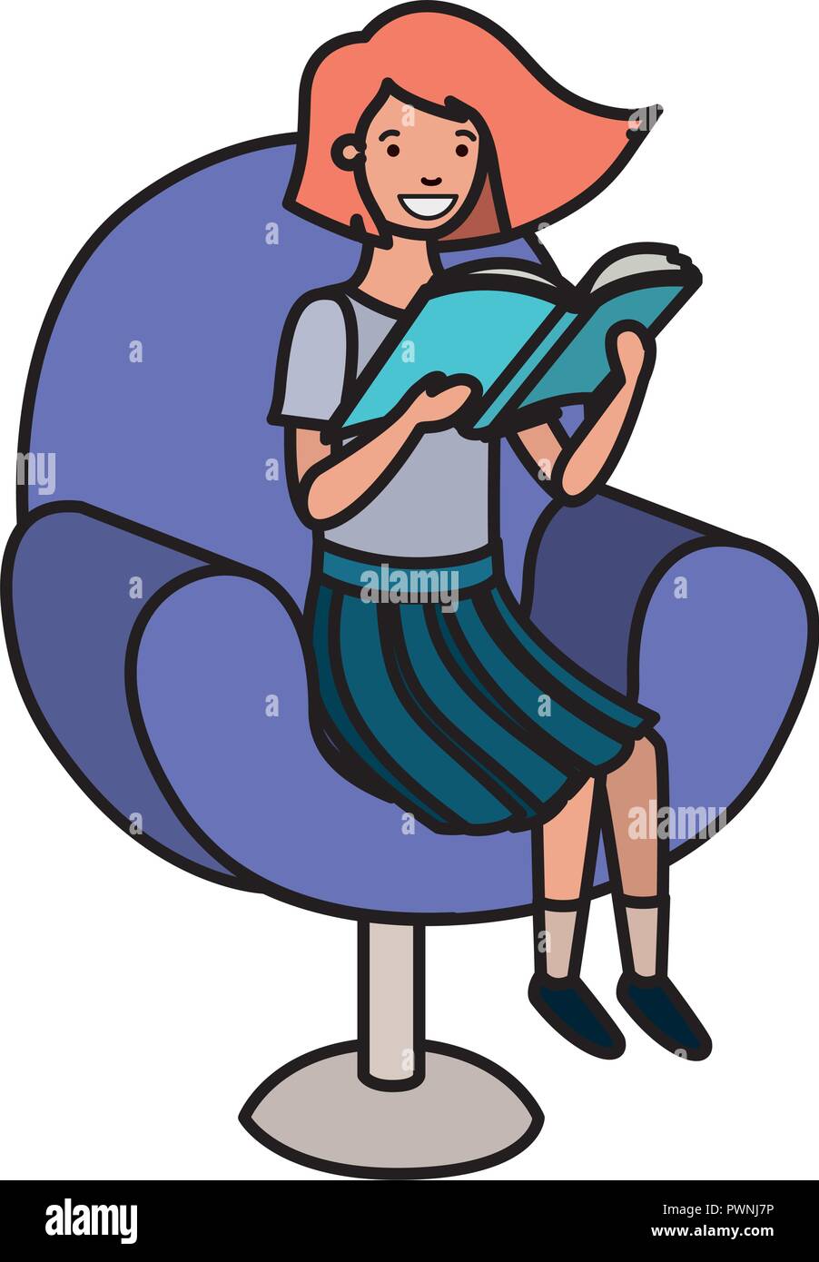 Cartoon Woman Reading Book High Resolution Stock Photography and Images ...