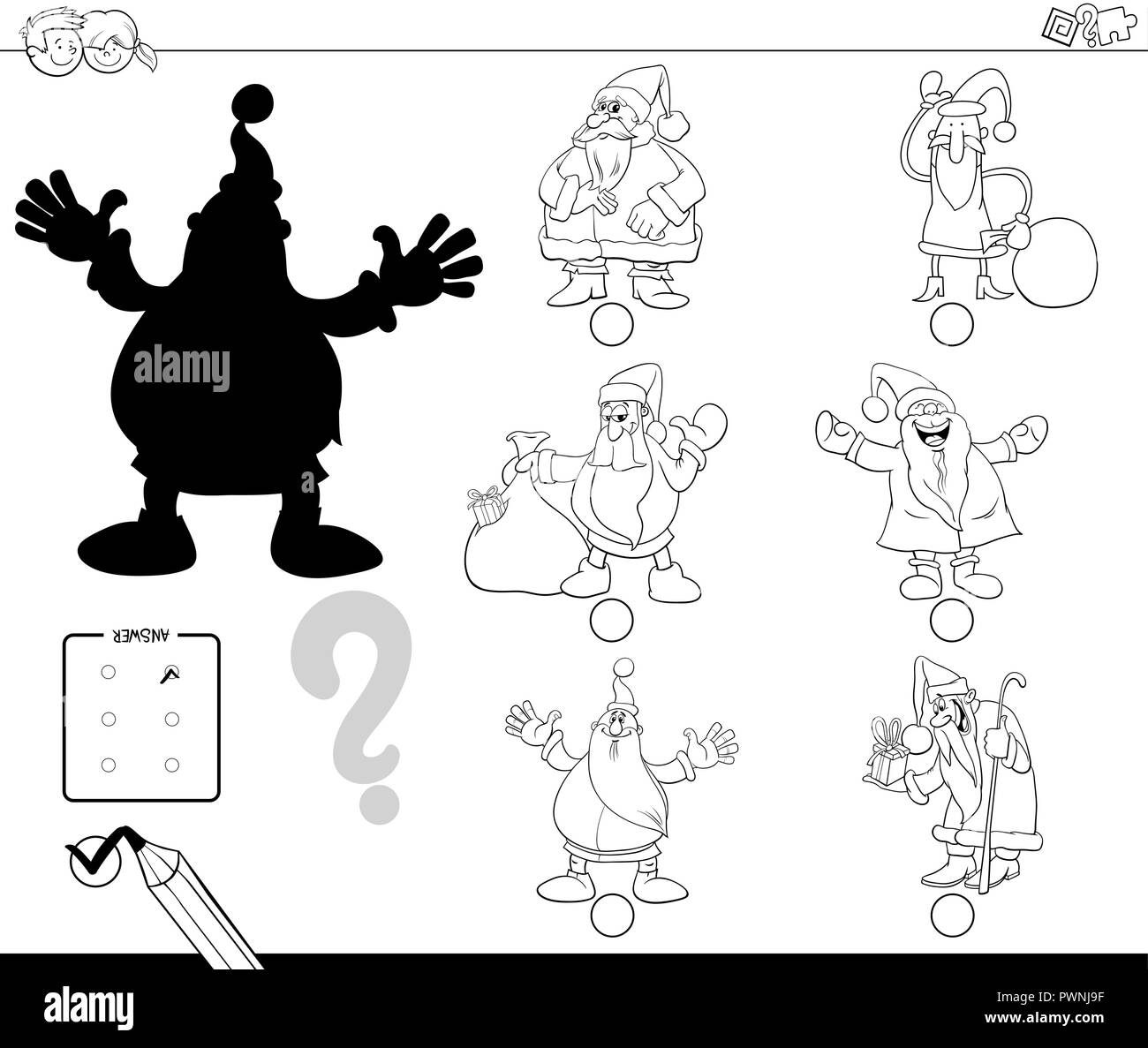 Black and White Cartoon Illustration of Finding the Right Shadow ...