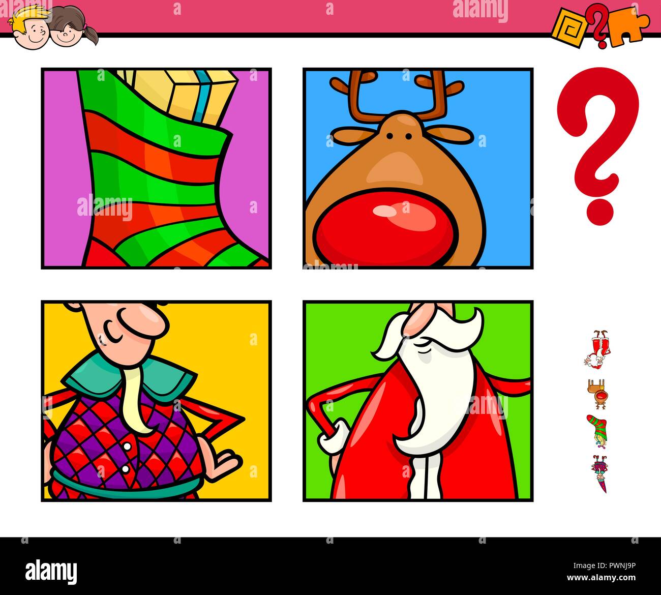 Cartoon Illustration of Educational Game of Guessing Christmas ...