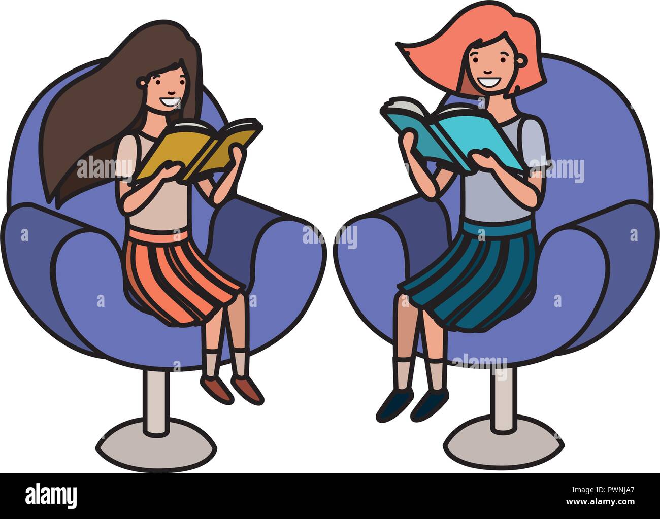 Beautiful women sitting in chair Stock Vector Images - Alamy