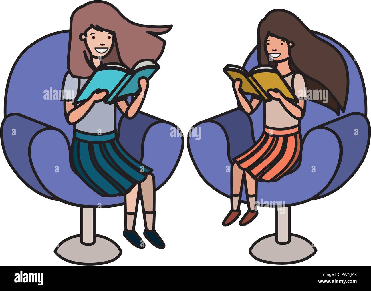 Beautiful women sitting in chair Stock Vector Images - Alamy