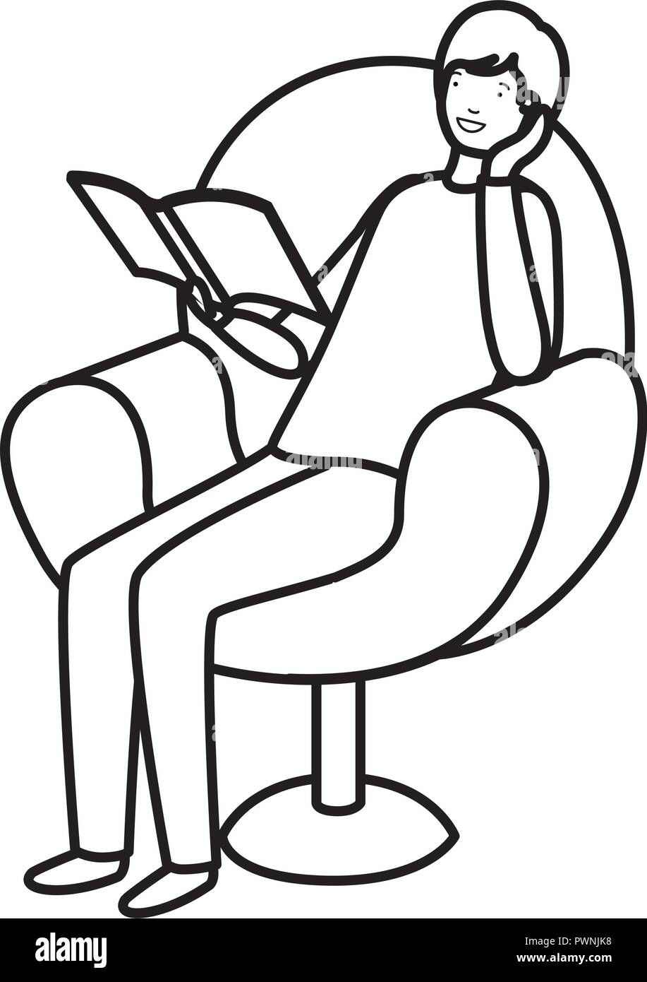 man reading book in the sofa avatar character Stock Vector Image & Art ...