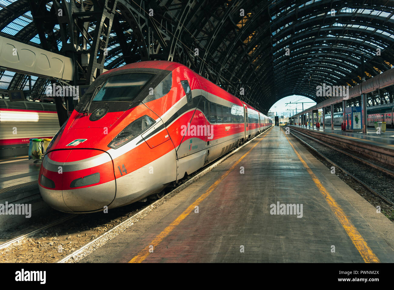 Milan, Italy - August 27 2018: Italian high-speed train Trenitalia ...
