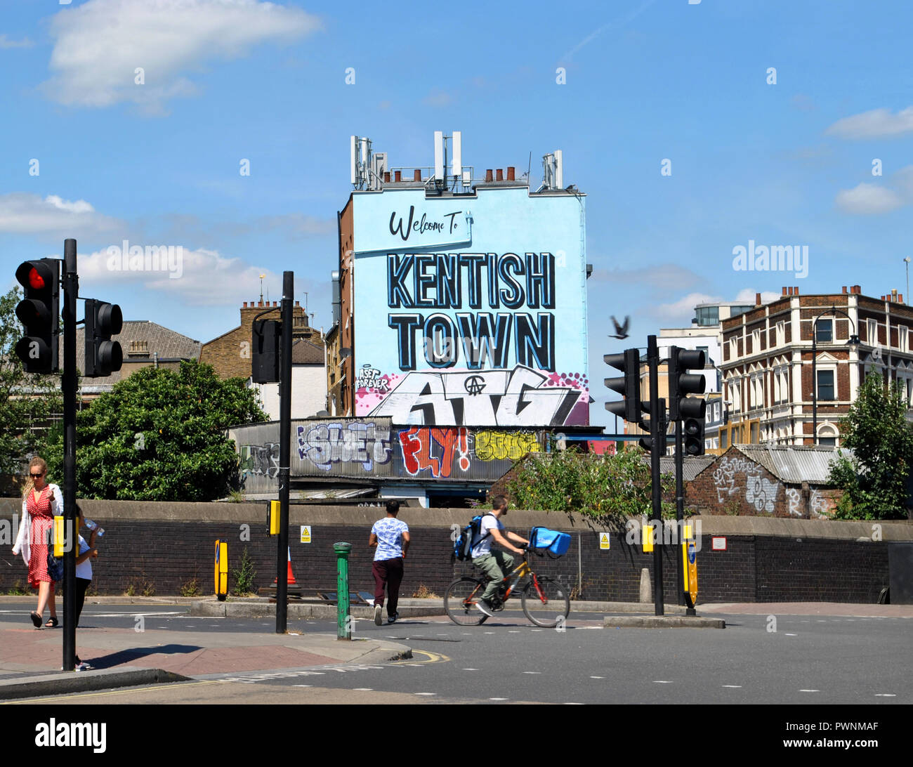 Welcome to Kentish Town. Large local ident piece of street art for & in ...