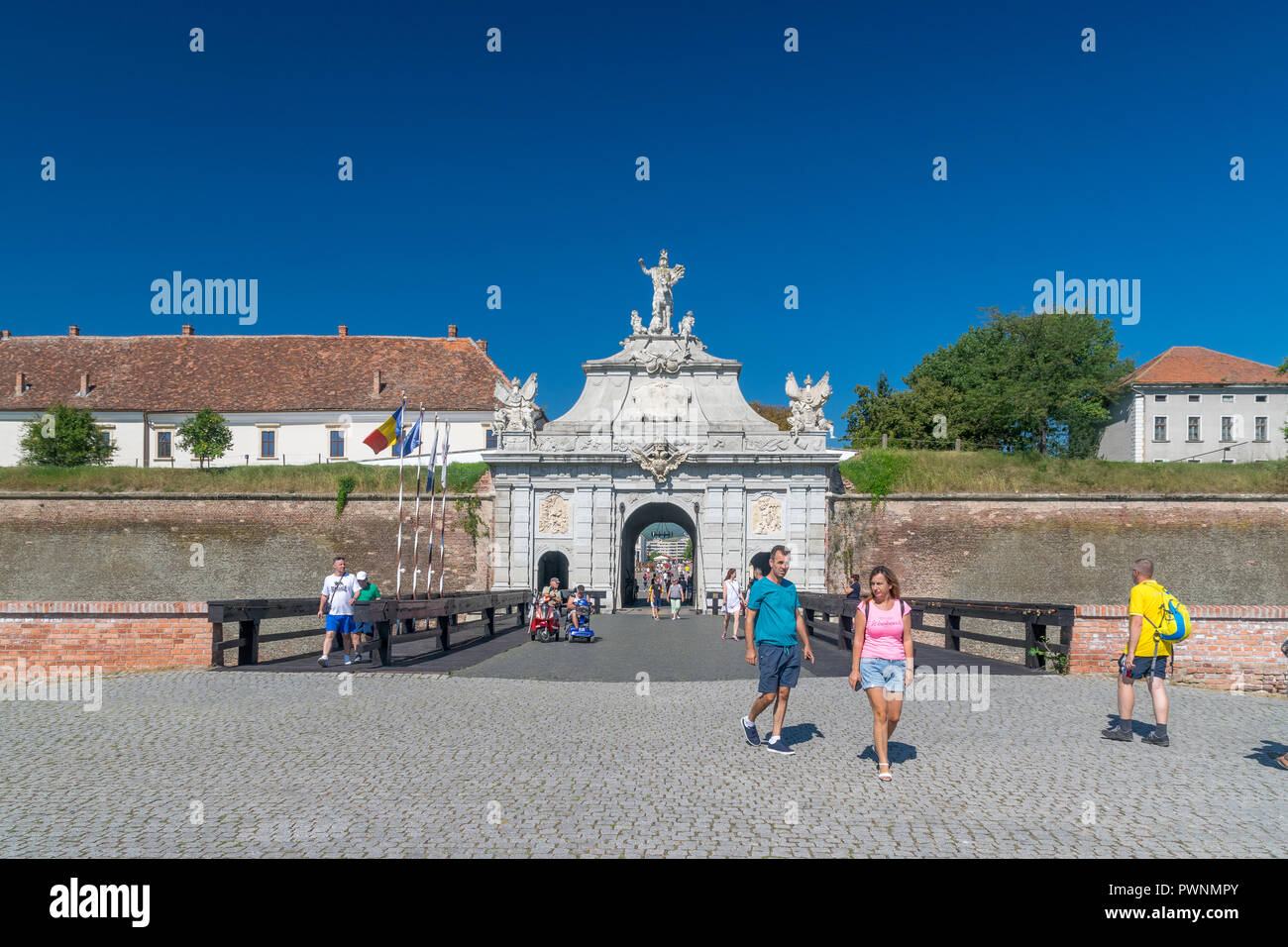 ALBA IULIA, ROMANIA - 11 AUGUST 2018: The 3rd Gate of the Citadel Alba-Carolina in Alba Iulia ...