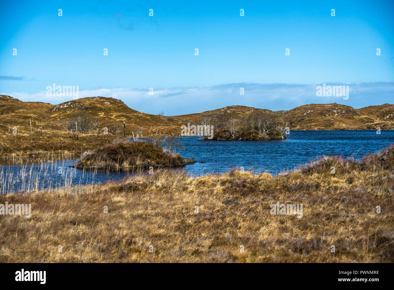 Islands at loch an Arbhair, near Inverkirkaig and Lochinver, Sutherland ...