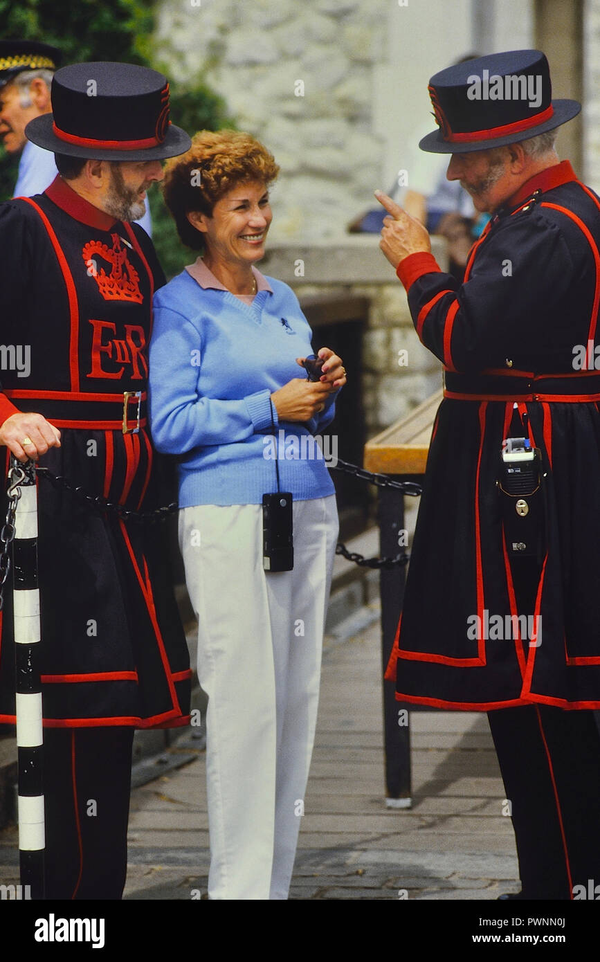 Yeomen Warders or Beefeaters, Tower of London, England. Circa 1980's ...