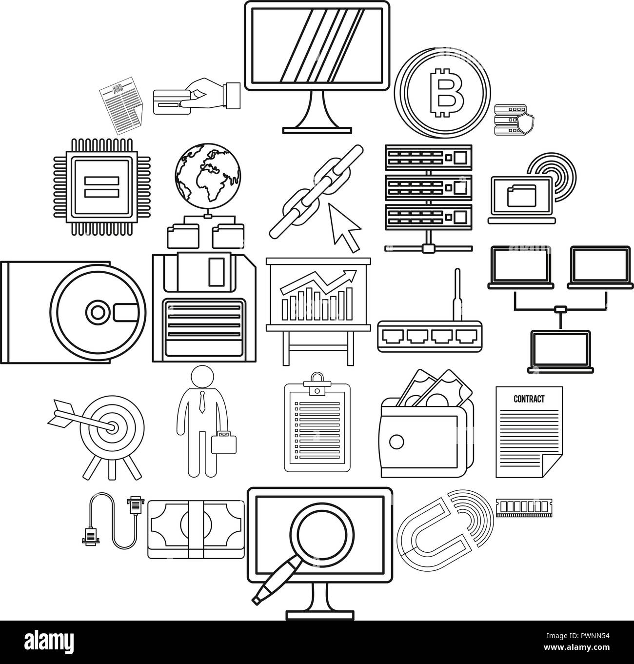 Clerk icons set, outline style Stock Vector Image & Art - Alamy