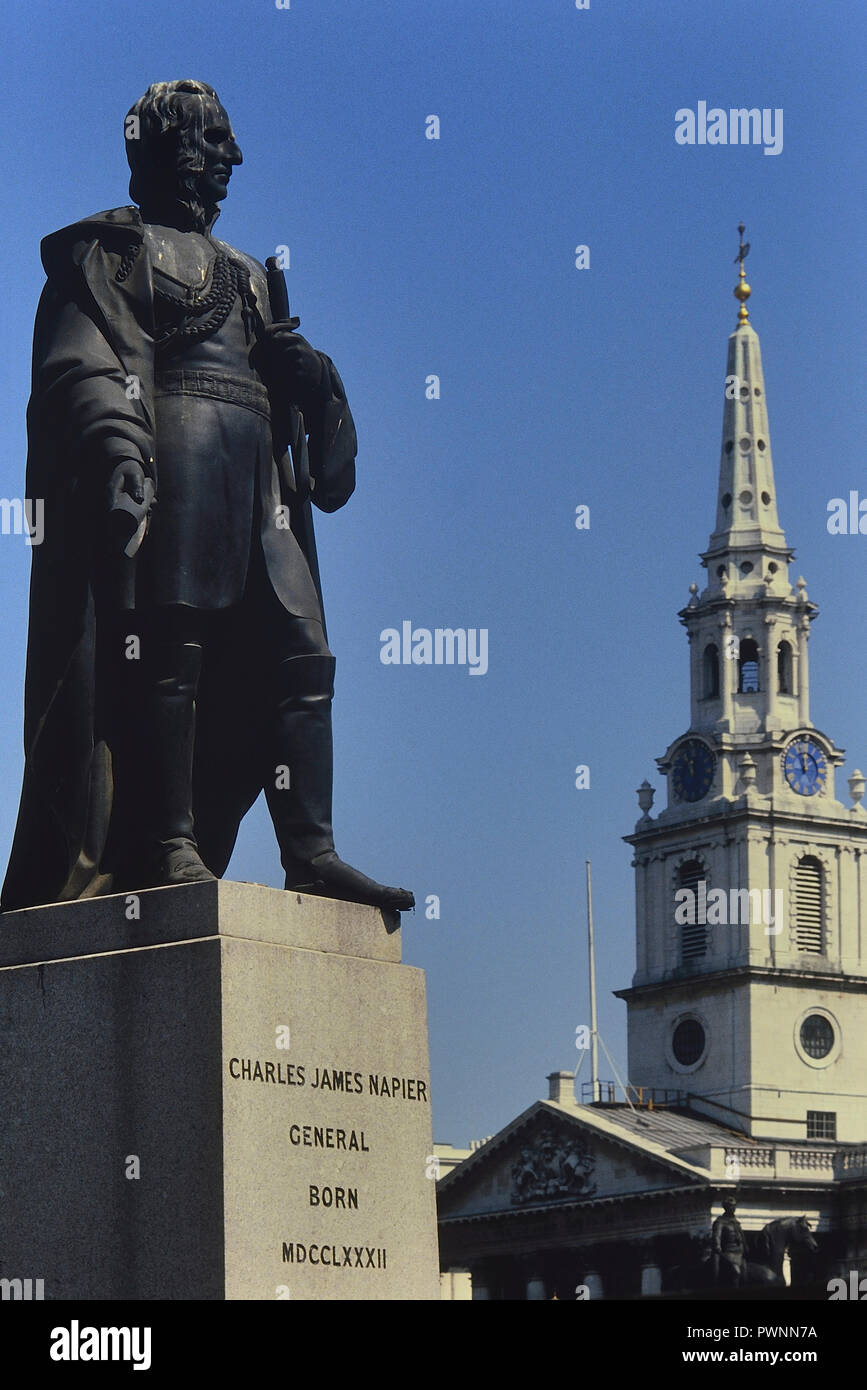 Charles James Napier statue and St Martin-in-the-Fields, London ...