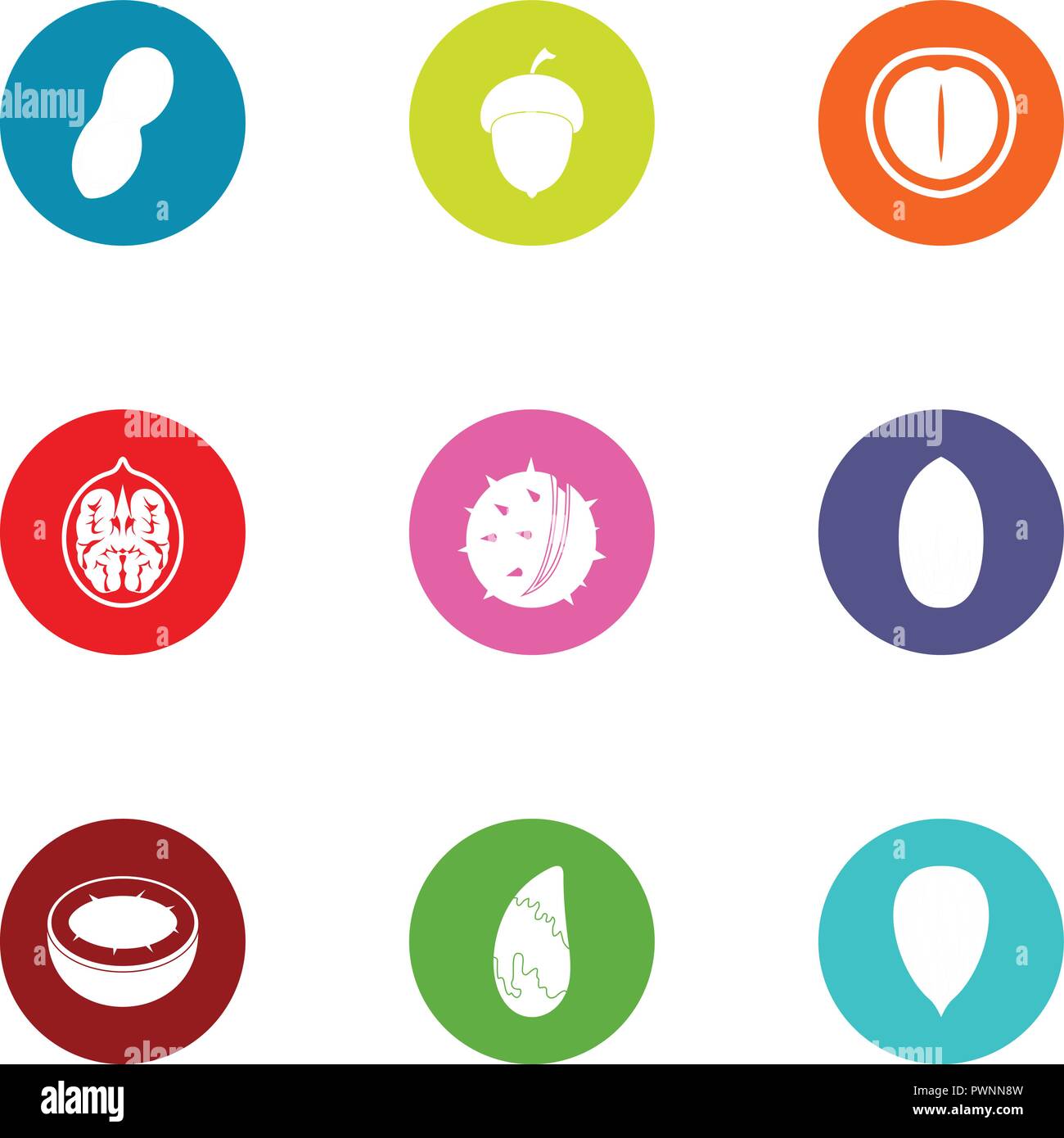 Almond icons set, flat style Stock Vector Image & Art - Alamy