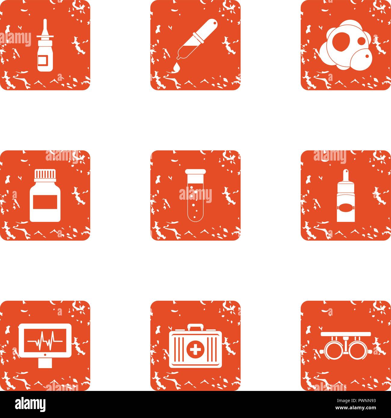 Medicinal preparation icons set, grunge style Stock Vector Image & Art ...