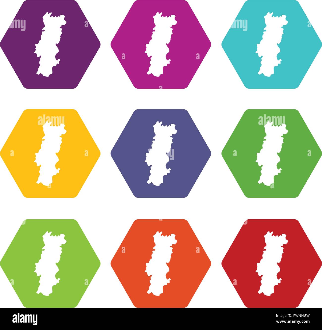 Portugal map icons set 9 vector Stock Vector Image & Art - Alamy