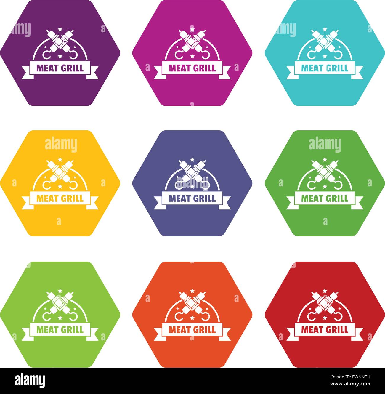 Meat grill icons set 9 vector Stock Vector Image & Art - Alamy