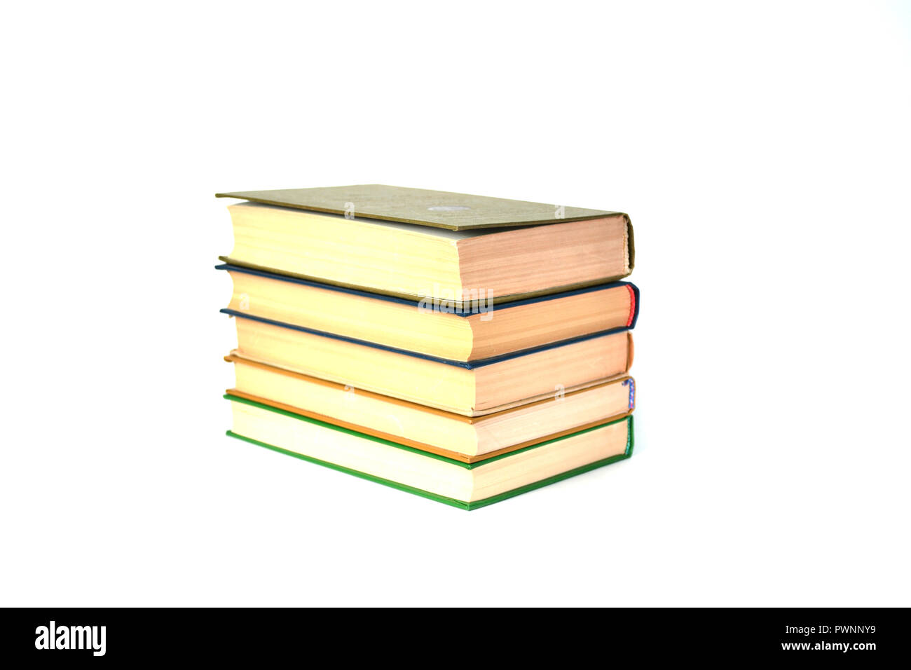 A stack of old books on isolated white background Stock Photo - Alamy