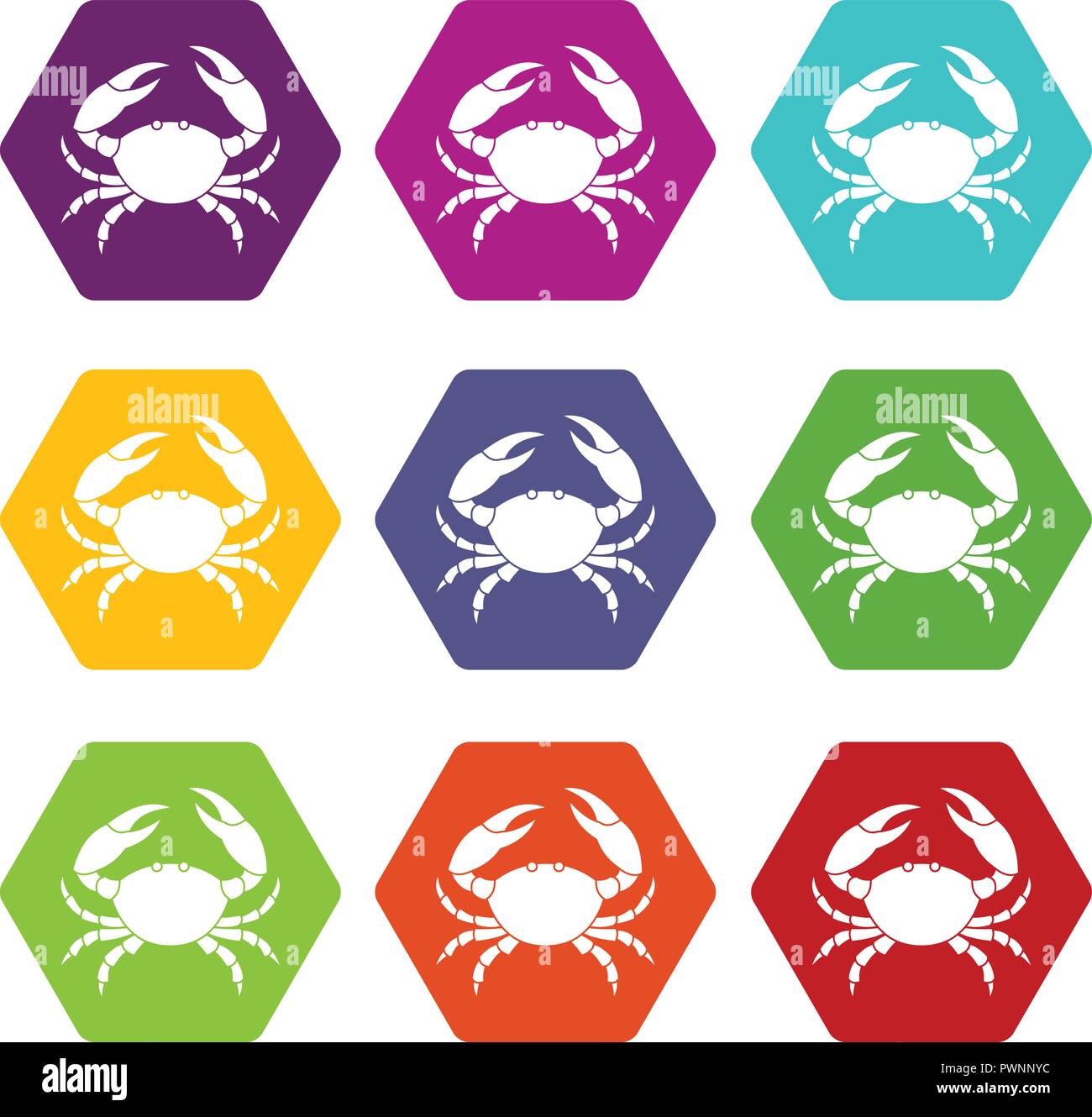 Crab icons set 9 vector Stock Vector Image & Art - Alamy