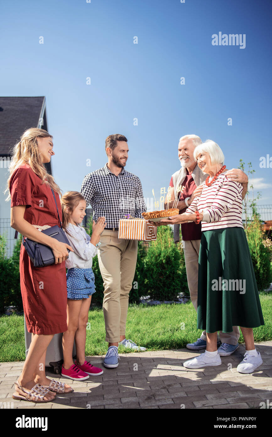 Delighted people going to celebrate Thanksgiving day Stock Photo - Alamy