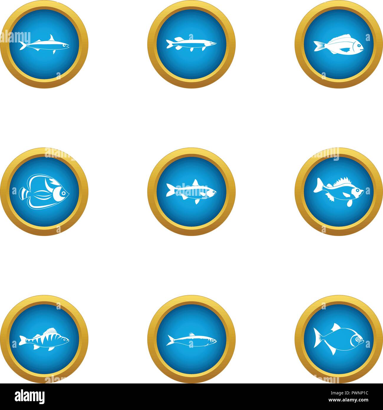 Catch fish icons set, flat style Stock Vector Image & Art - Alamy