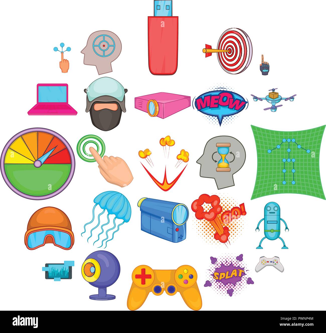 Virtual icons set, cartoon style Stock Vector Image & Art - Alamy