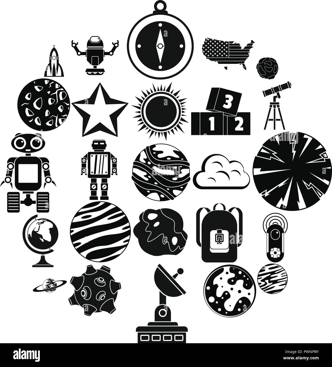 Space icons set, simple style Stock Vector Image & Art - Alamy