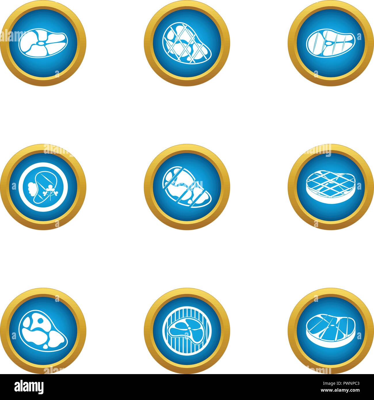 Cut of meat icons set, flat style Stock Vector Image & Art - Alamy