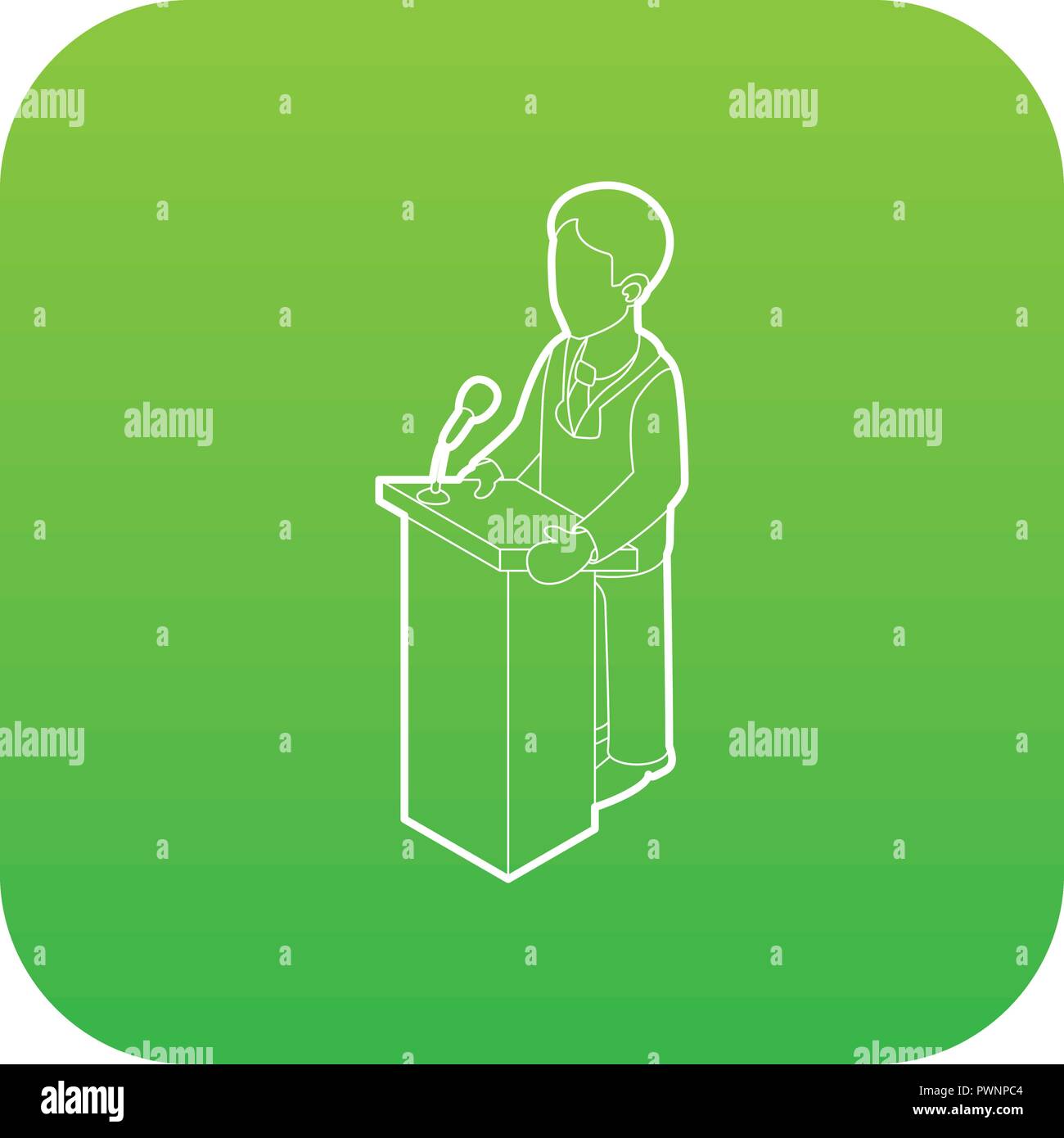 Orator speaking from tribune, outline style Stock Vector Image & Art ...