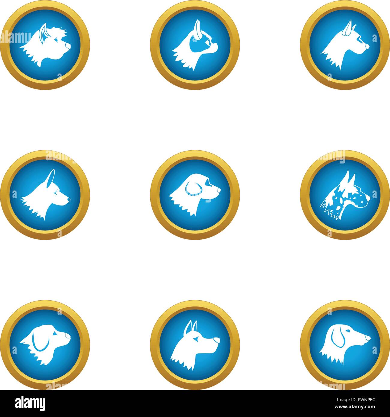 Wolfhound icons set, flat style Stock Vector Image & Art - Alamy