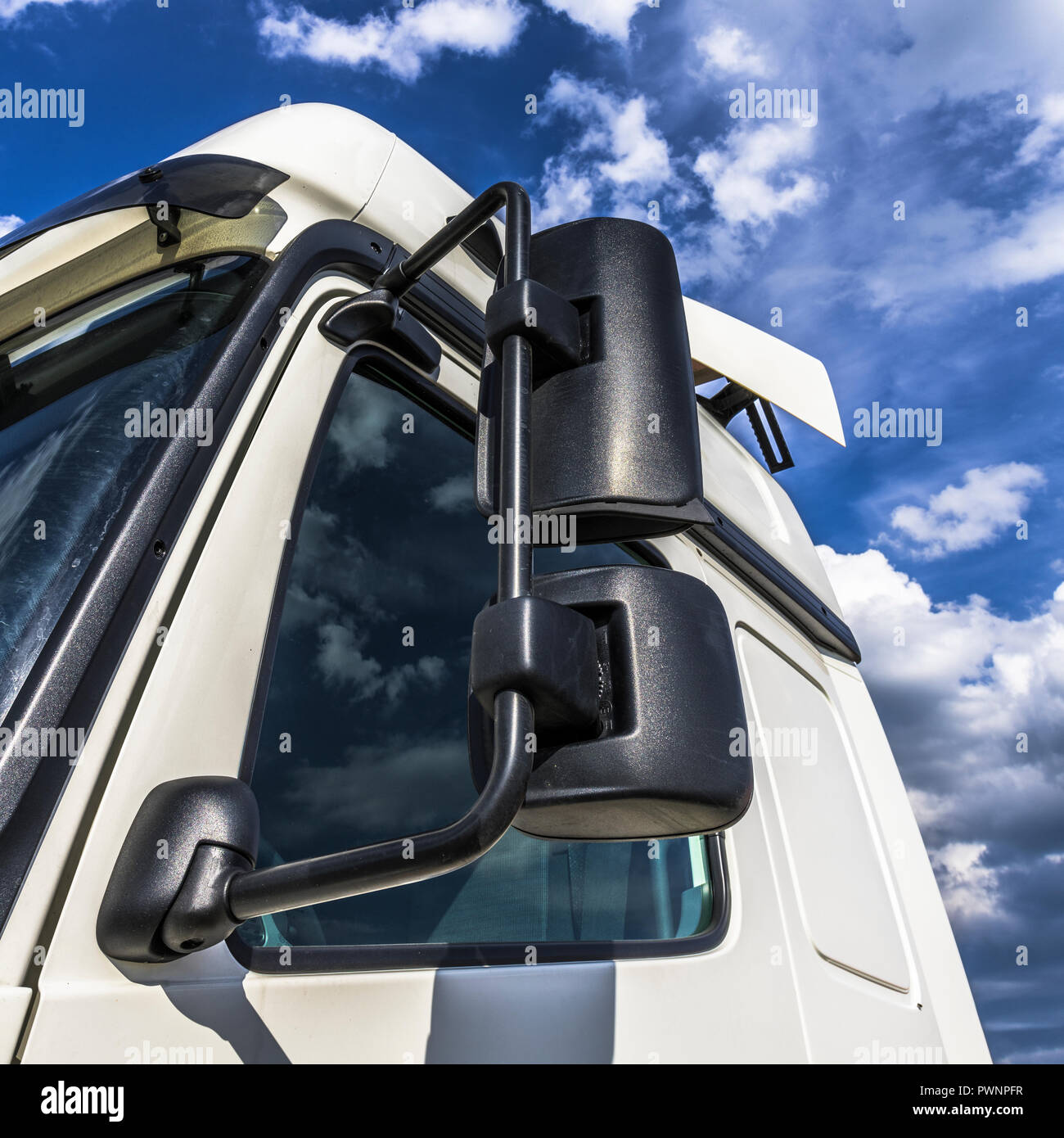 Big white truck cab Stock Photo - Alamy