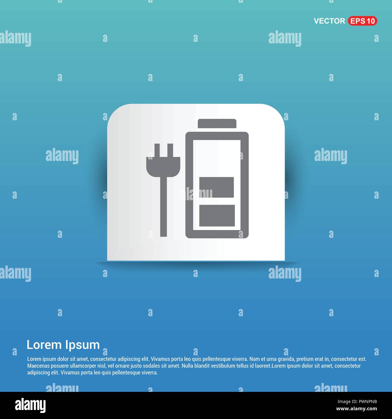 Battery charging icon - Blue Sticker button Stock Vector Image & Art ...