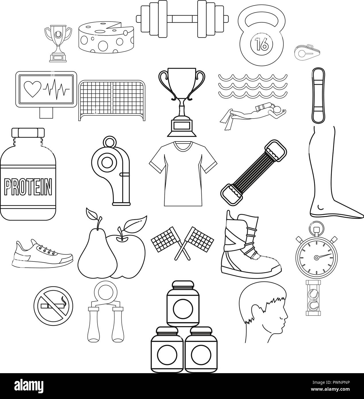 Professional sportsman icons set, outline style Stock Vector Image ...