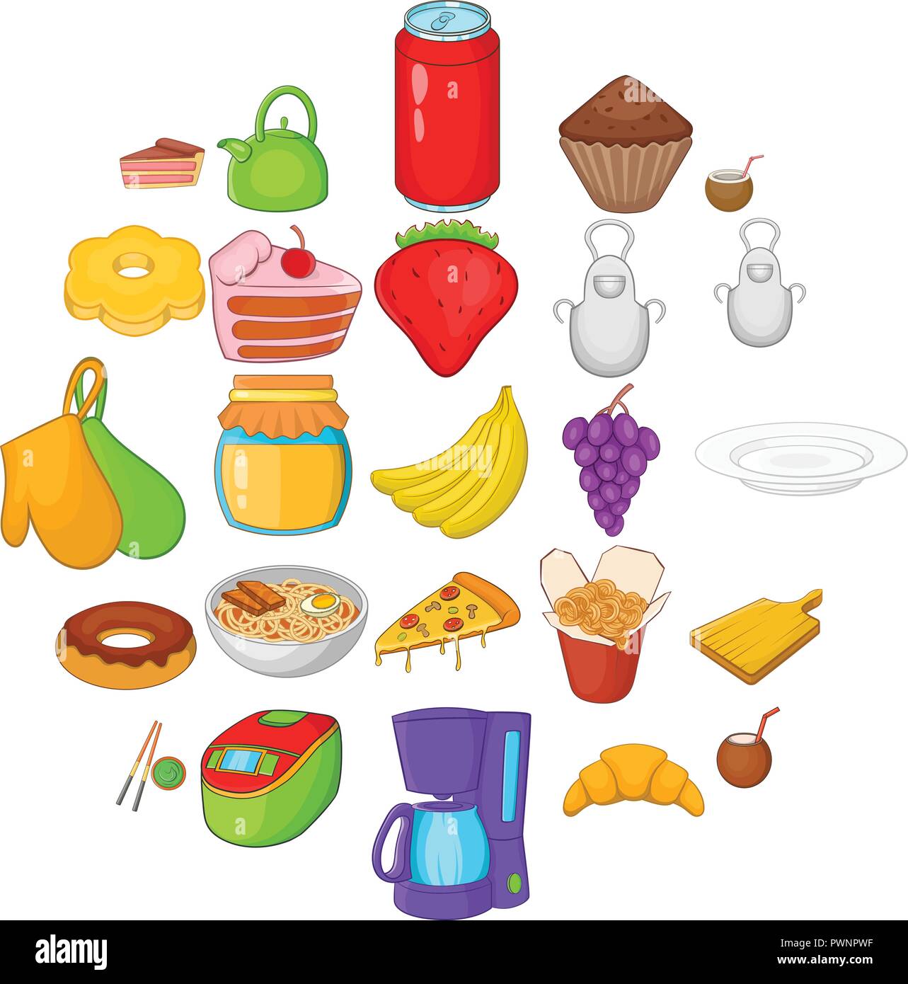 Nosh icons set, cartoon style Stock Vector Image & Art - Alamy