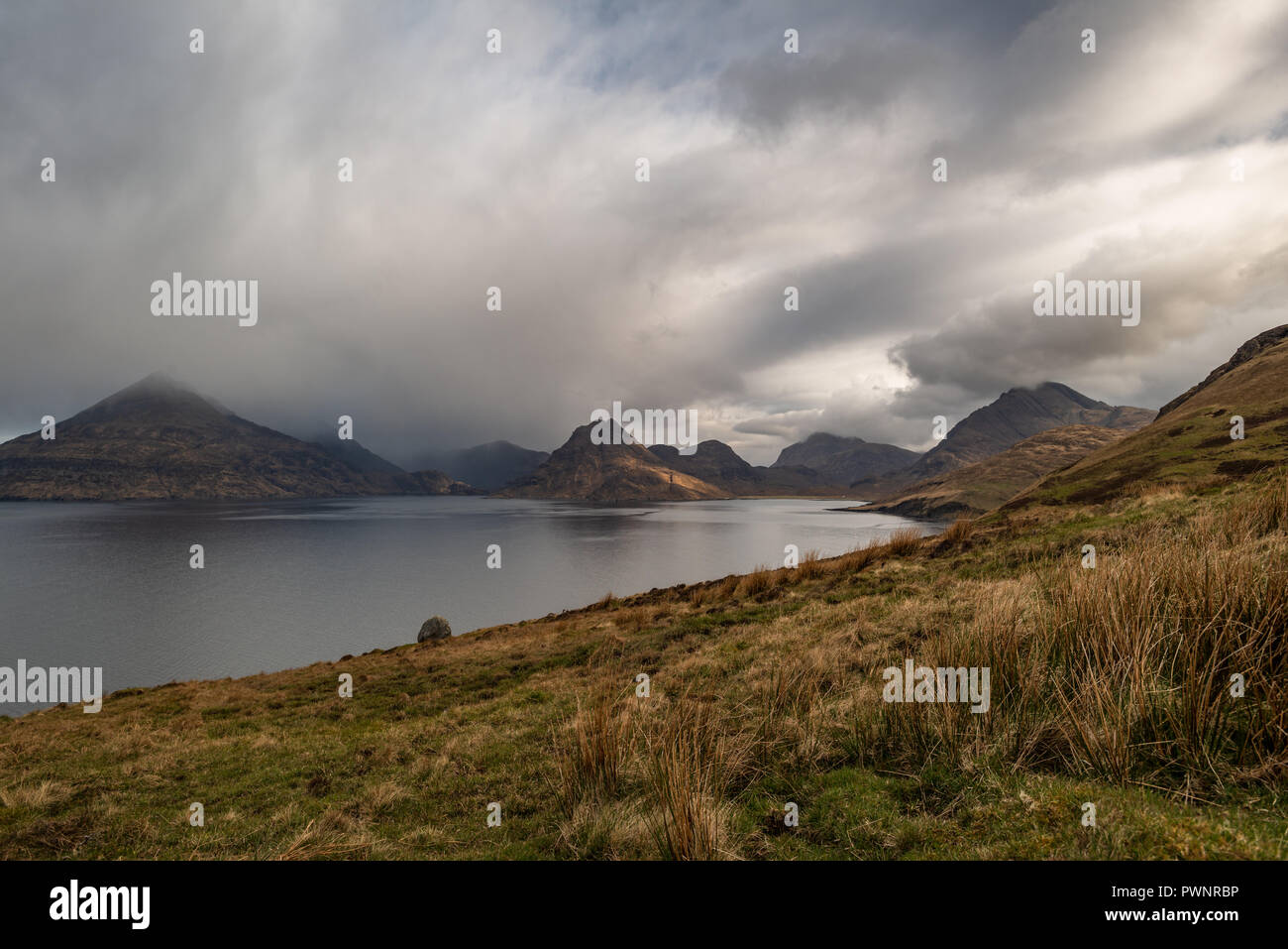 Sunset at Elgol Bay, Black Cuillin Mountain Range, Isle Of Skye ...