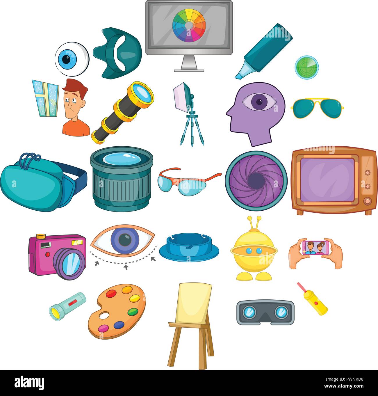 Vision icons set, cartoon style Stock Vector Image & Art - Alamy