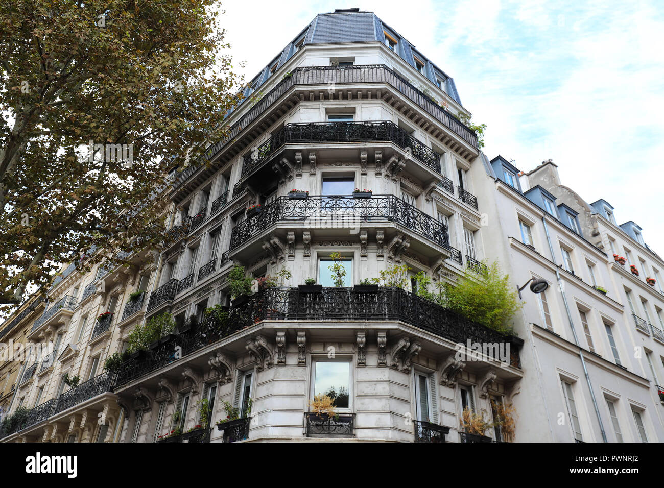The traditional facade of Parisian building, France Stock Photo - Alamy