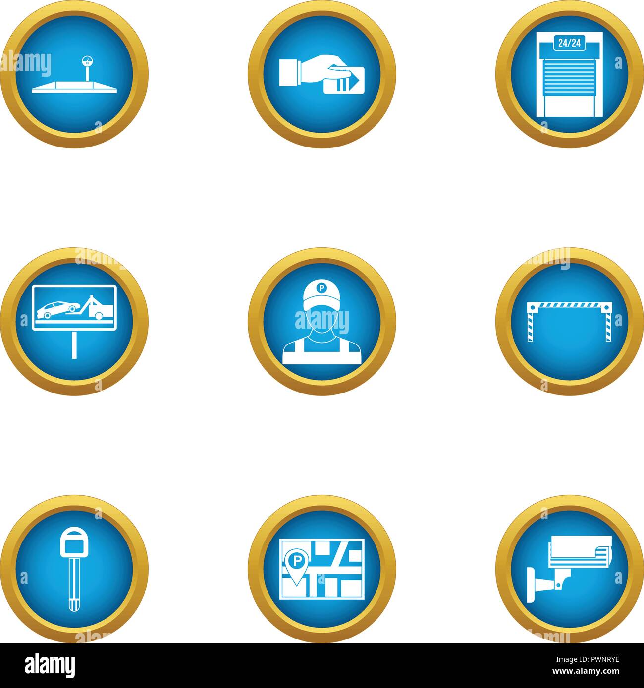 Car map icons set, flat style Stock Vector Image & Art - Alamy