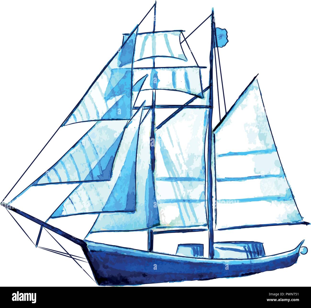 Blue Sail Boat Clip Art