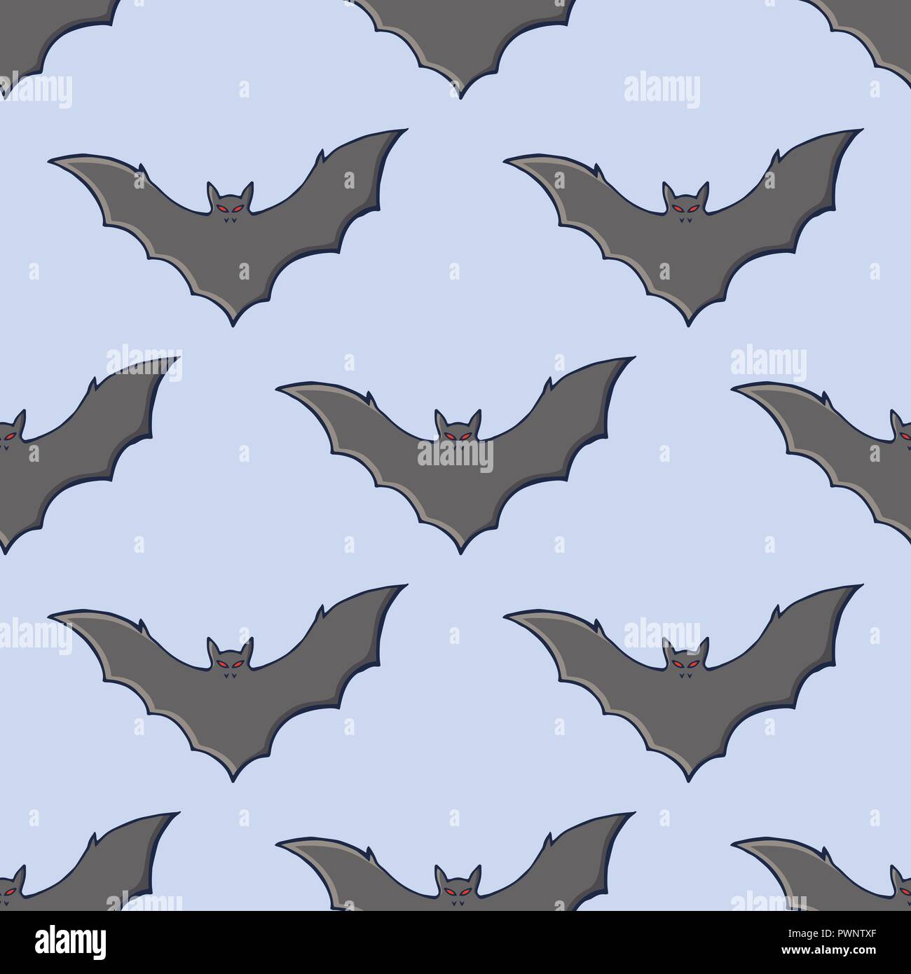Bats seamless pattern. Hand drawn doodle cartoon elements of Halloween ...