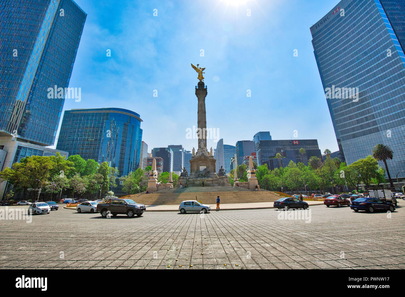 Mexico City, Mexico-22 April, 2018: Angel of Independence monument, a ...