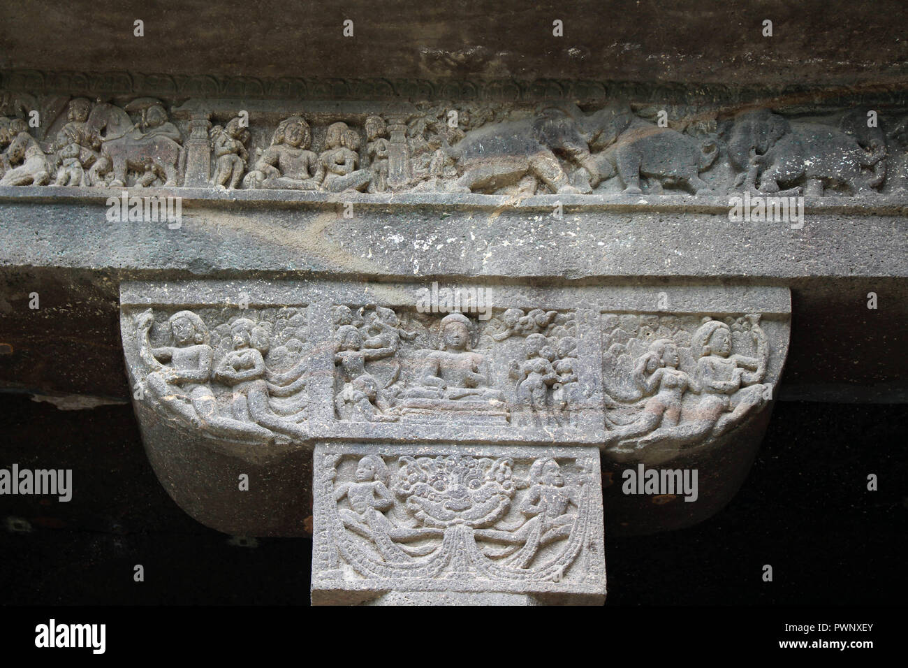 The wonder of Ajanta caves, the rock-cut Buddhist monuments. Taken in ...