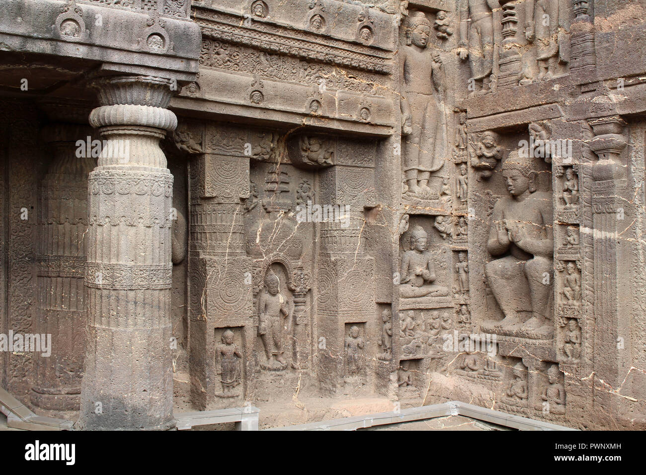 The wonder of Ajanta caves, the rock-cut Buddhist monuments. Taken in ...