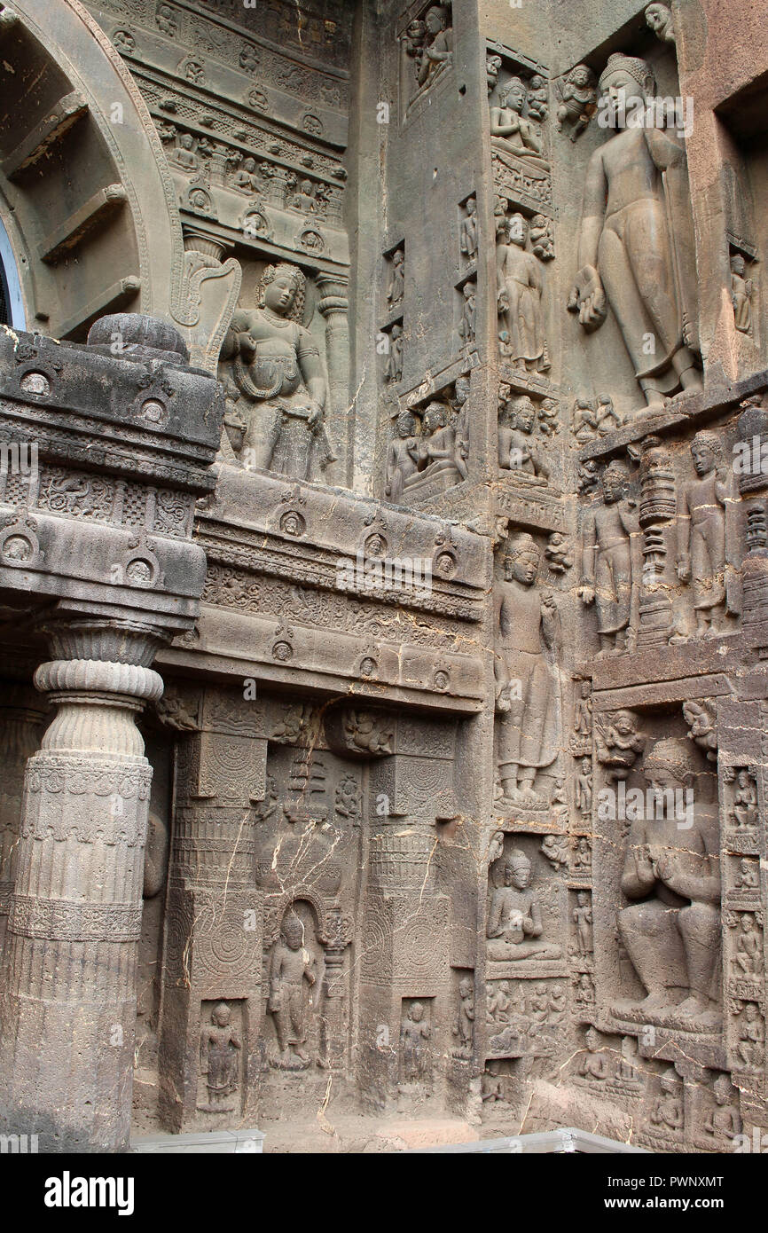 The wonder of Ajanta caves, the rock-cut Buddhist monuments. Taken in ...