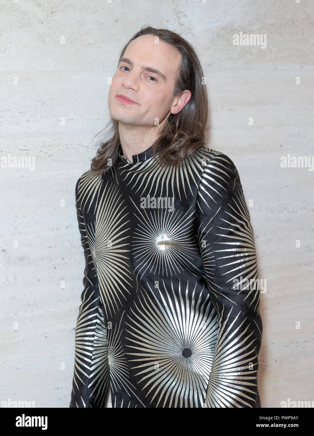 New York, NY - October 17, 2018: Jordan Roth wearing Haider Ackermann ...
