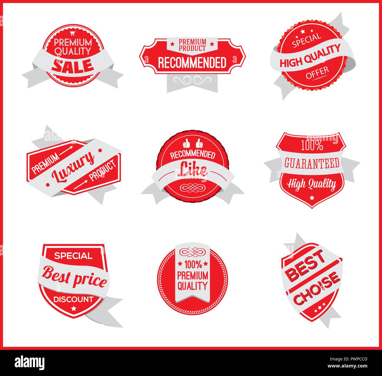 Red marketing label (set 7) vector illustration Stock Vector Image ...