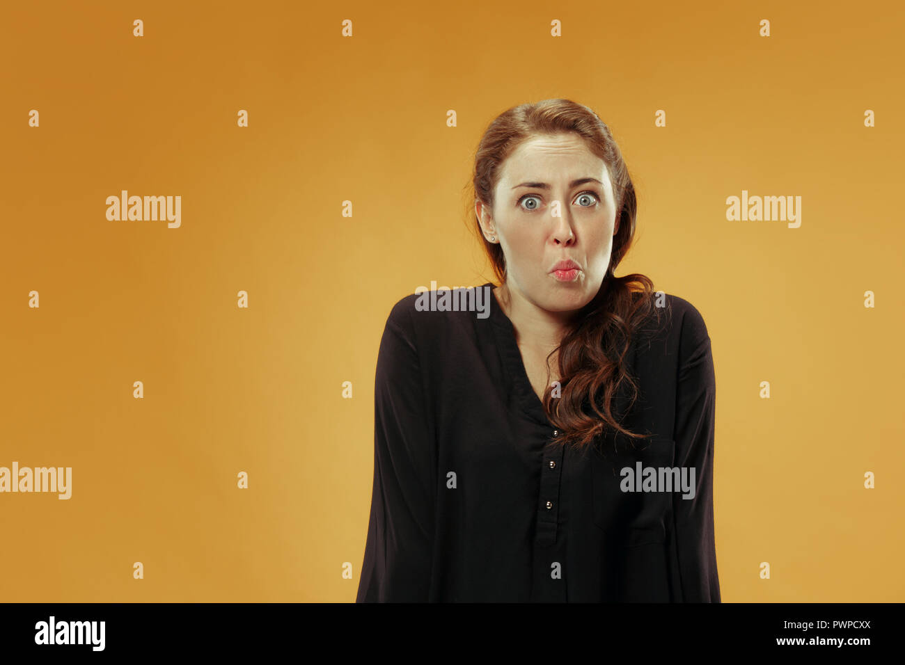 Why is that. Beautiful female half-length portrait isolated on trendy ...