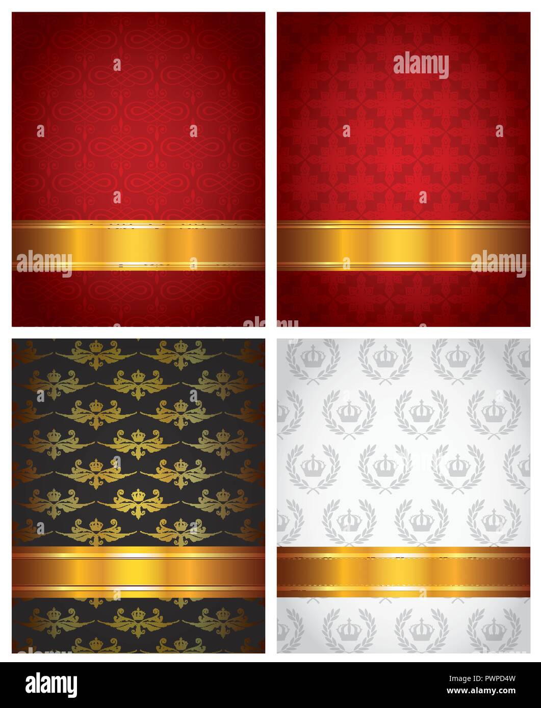 Set of decorative backgrounds with gold ribbon Stock Vector Image & Art ...