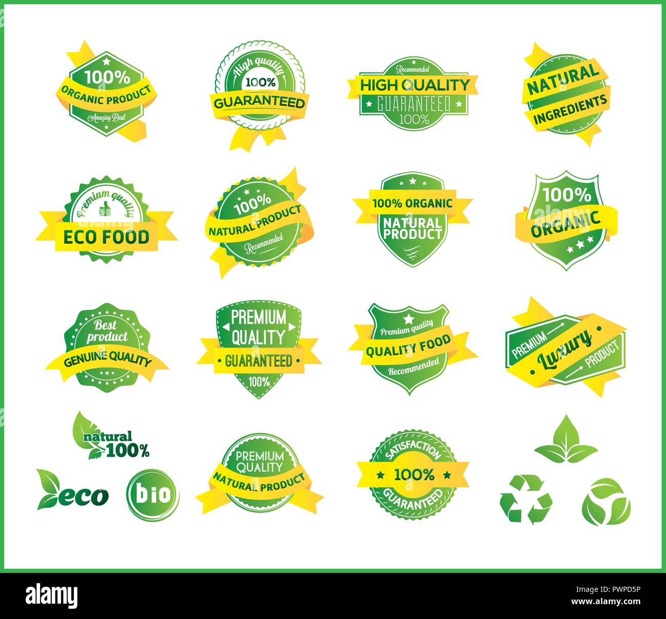 Set of Natural Premium Quality Labels vector illustration Stock Vector ...