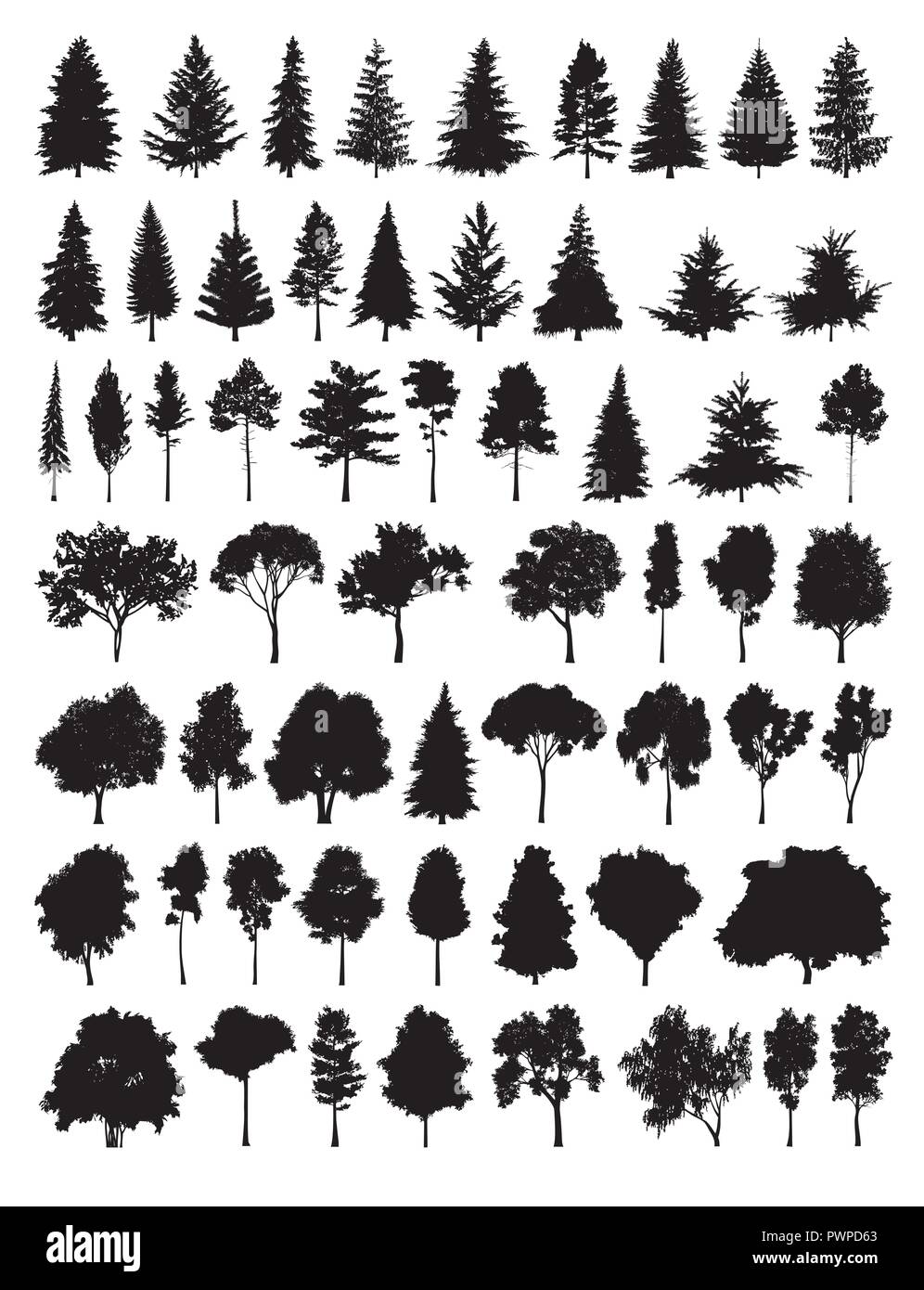 Clipart silhouette trees Cut Out Stock Images & Pictures - Alamy