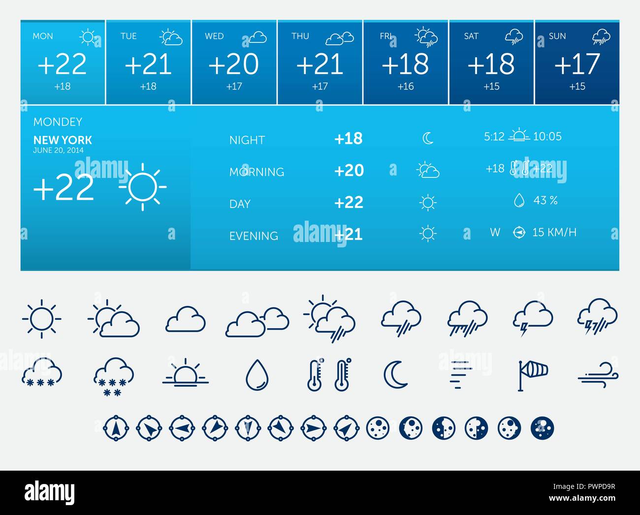 Weather Icons And Widget Vector Illustration For Your Design Stock Vector Image And Art Alamy