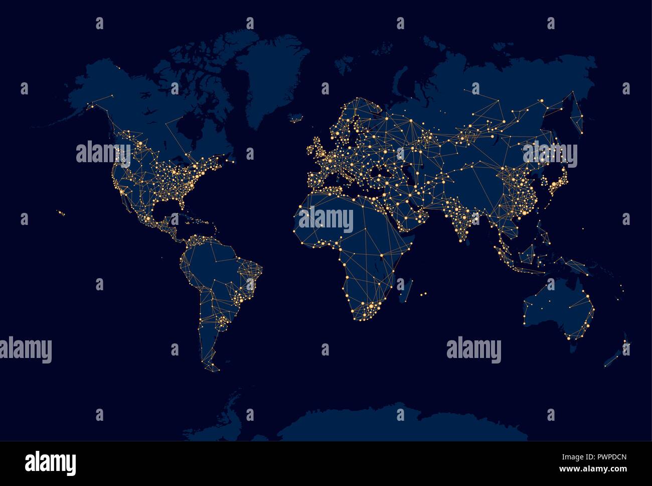 Abstract Night World Map vector illustration for your design Stock ...